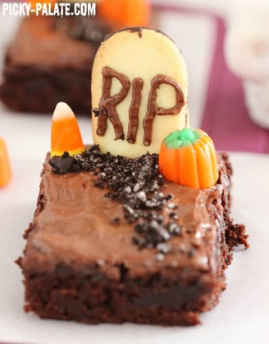 Fudgy Graveyard Brownies - Picky Palate Halloween Brownies