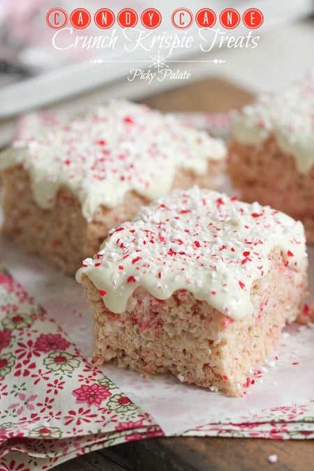 Candy Cane Crunch Krispie Treats | Homemade Christmas Dessert