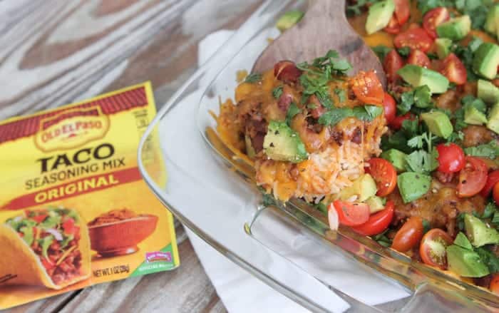 Cheesy Taco Chili Rice Bake | Veggie & Beef Casserole Recipe