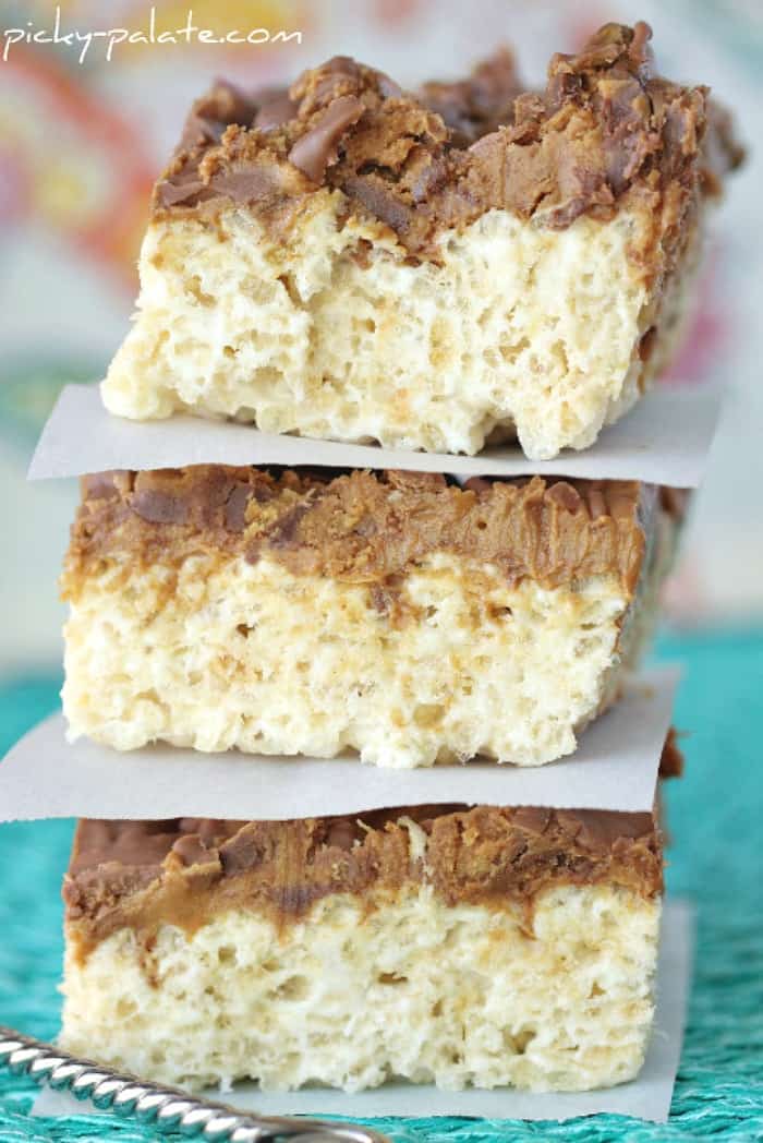 Peanut Butter Cup Rice Krispie Treats - Picky Palate
