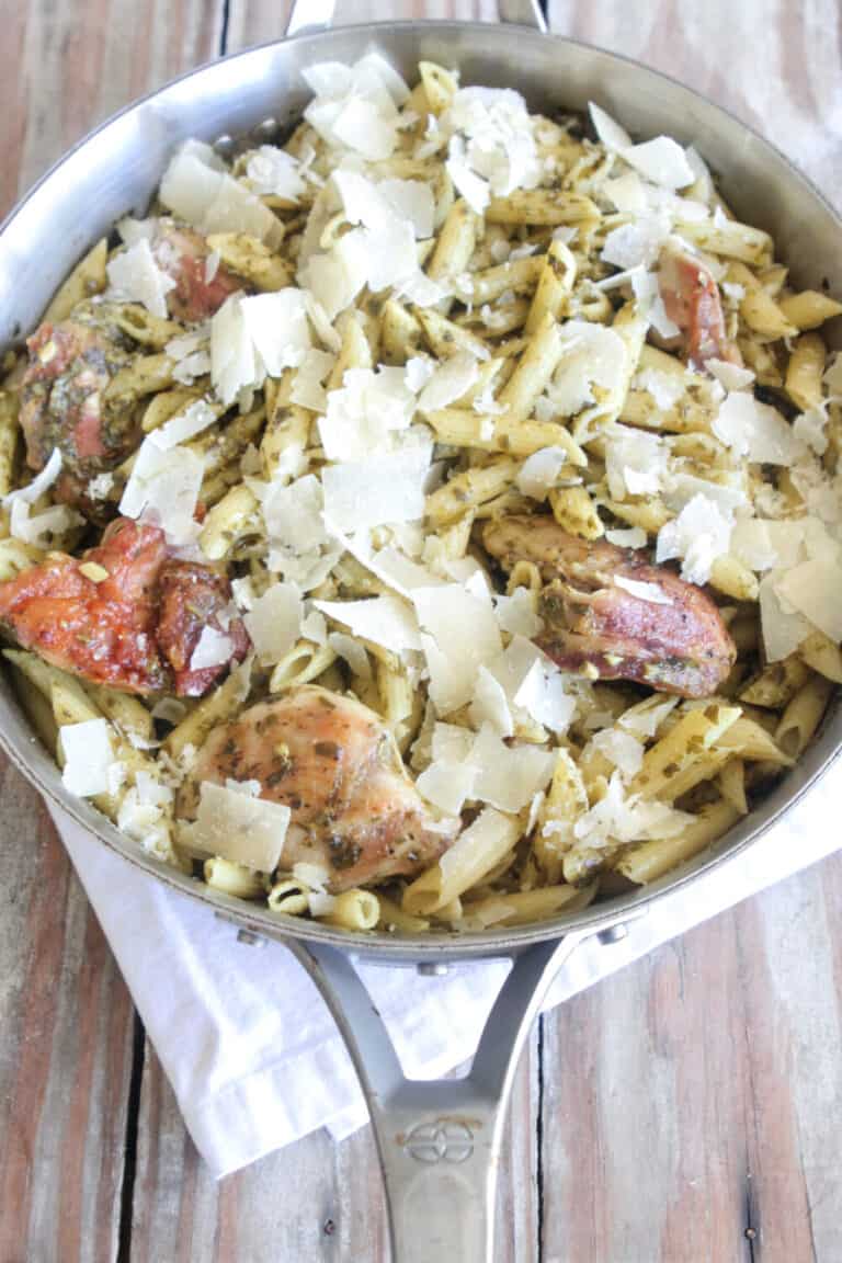 Pesto Parmesan Crispy Chicken Penne | Pesto Chicken Pasta Recipe