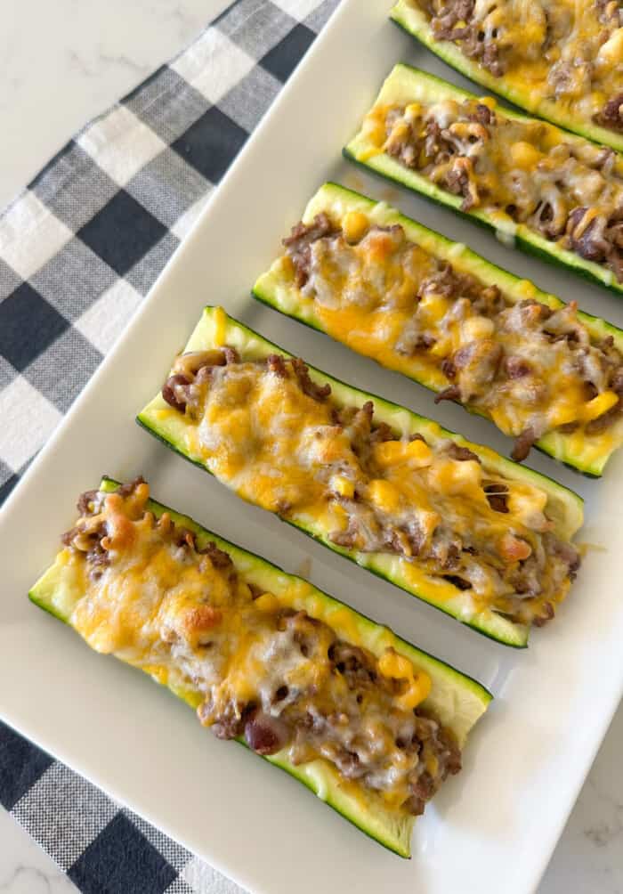 Beef Taco Stuffed Zucchini Boats - Picky Palate